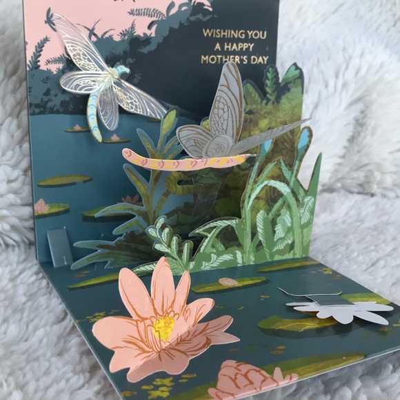 Up With Paper | Party Supplies | B3 3d Card Dragonfly Lilly Pad Flower ...
